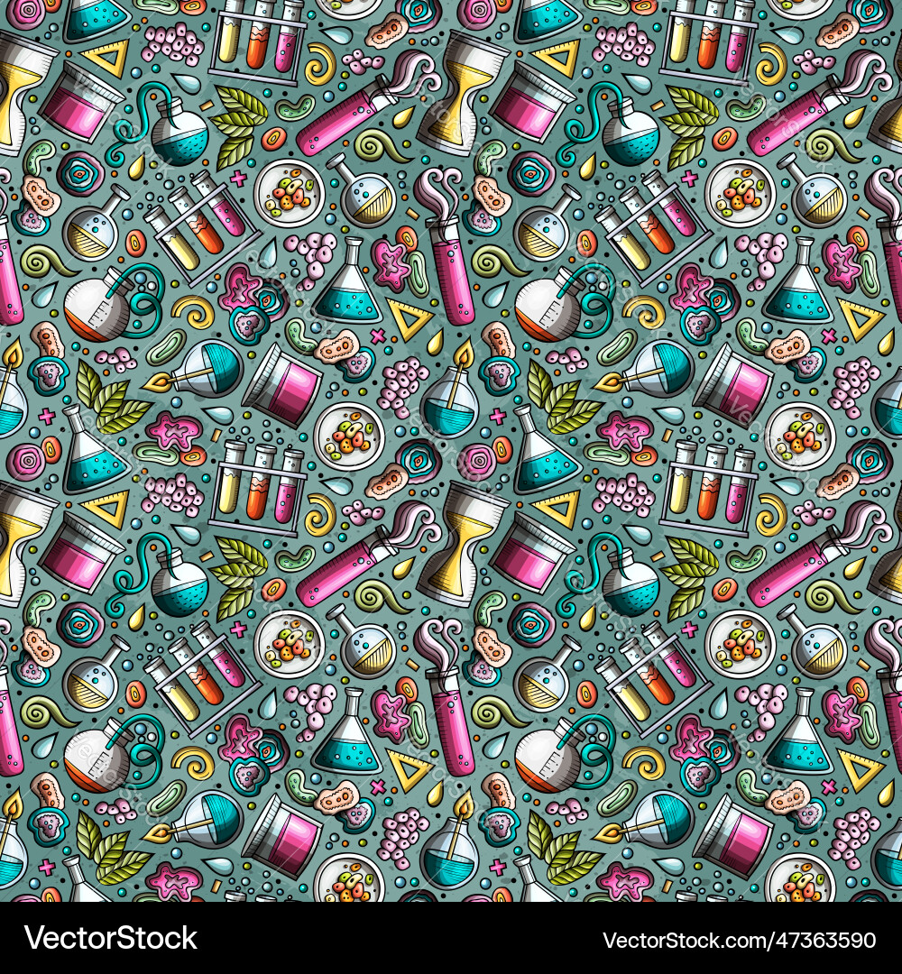 Cartoon cute science seamless pattern Royalty Free Vector