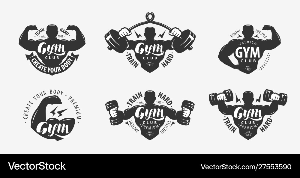 Fitness and Strength Logos Royalty Free Vector Image