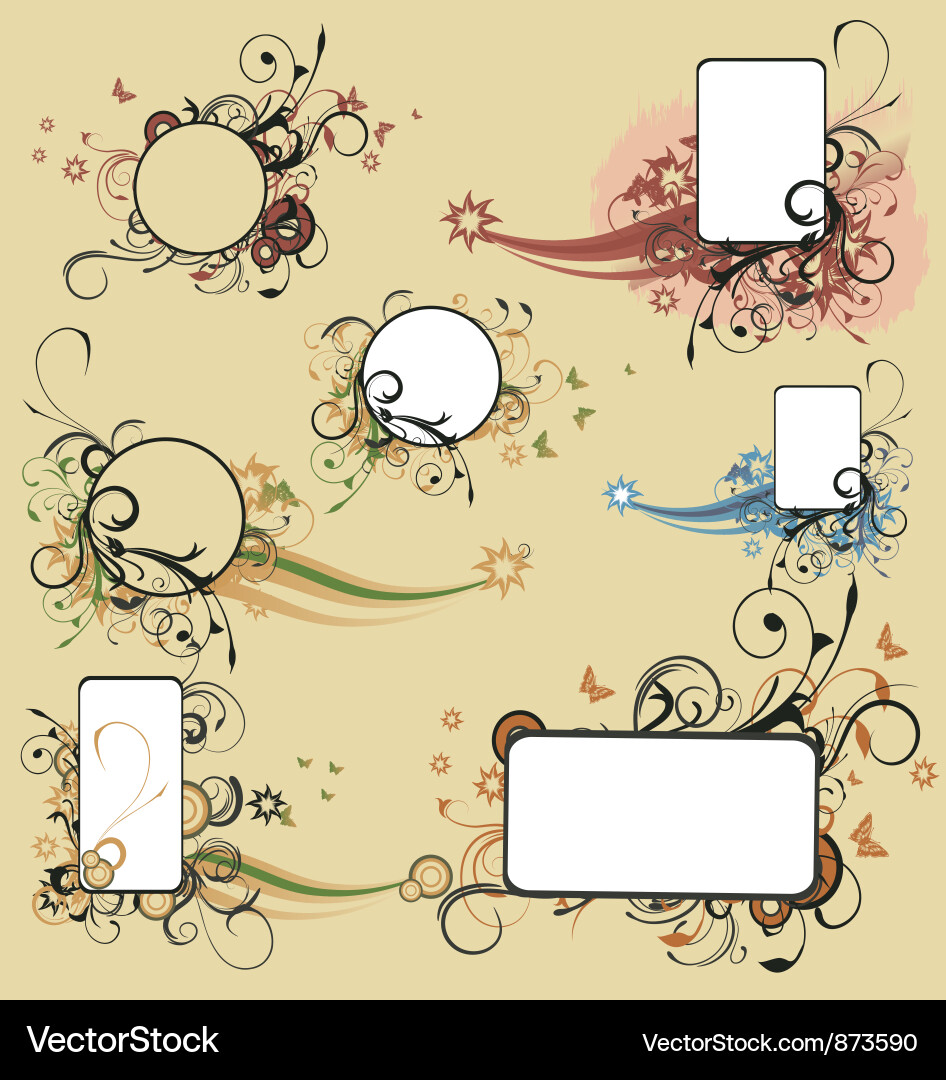 Floral Frame Set - Vintage Style Royalty Free Vector Image