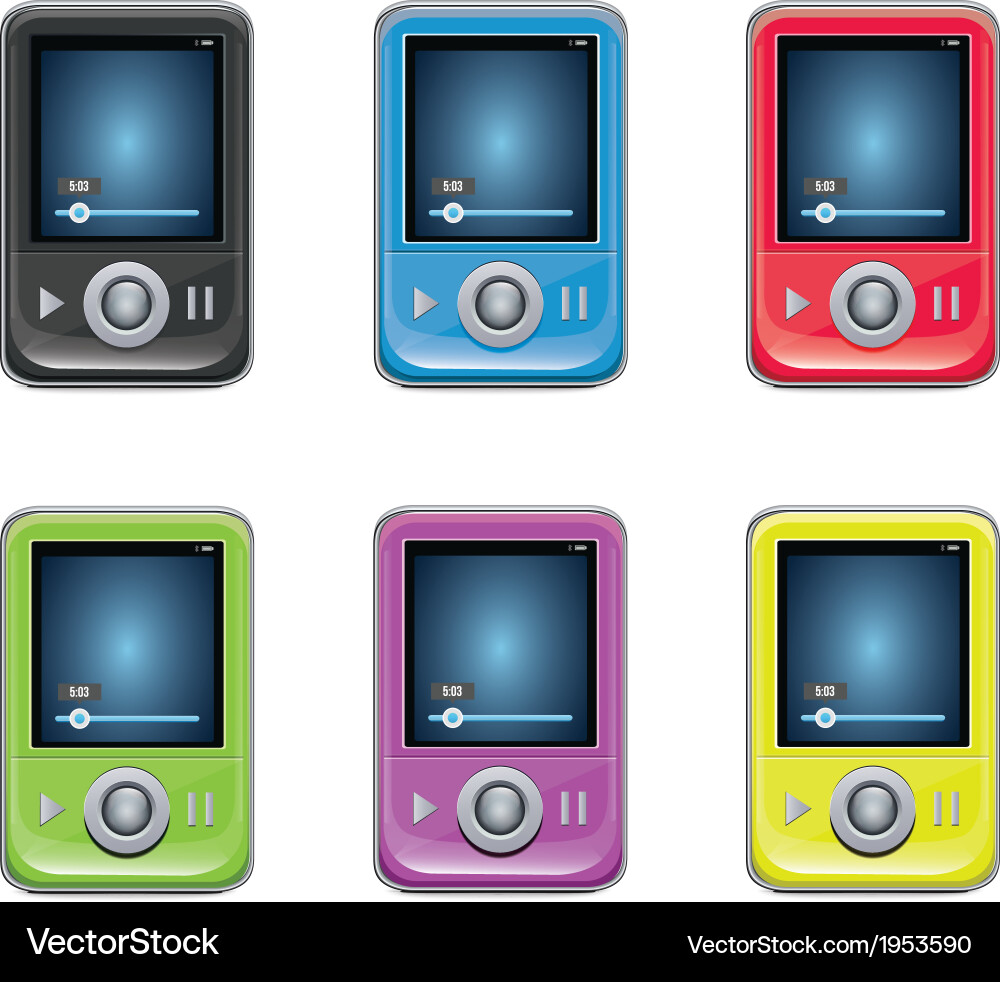 Mp3 player set Royalty Free Vector Image - VectorStock