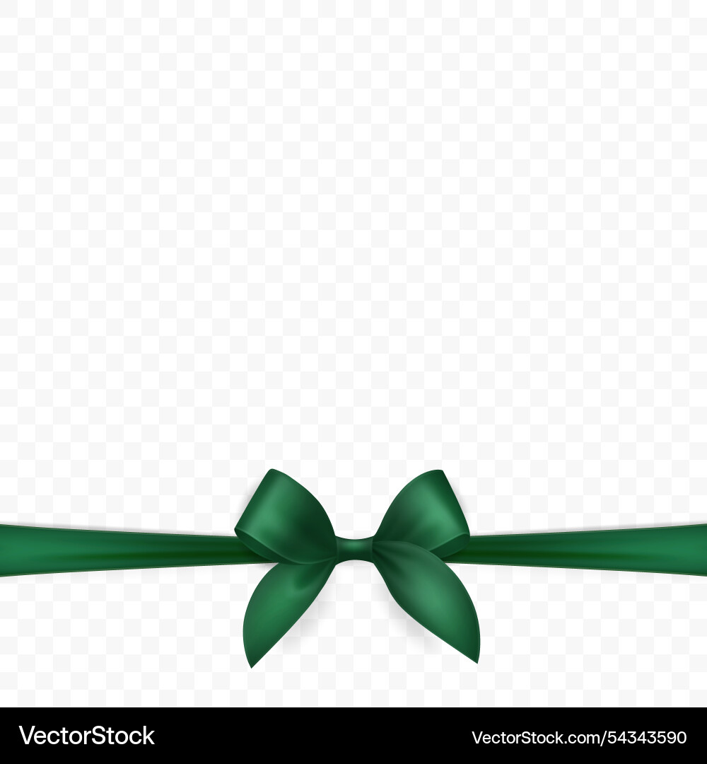 Realistic silk green gift ribbon satin bow Vector Image