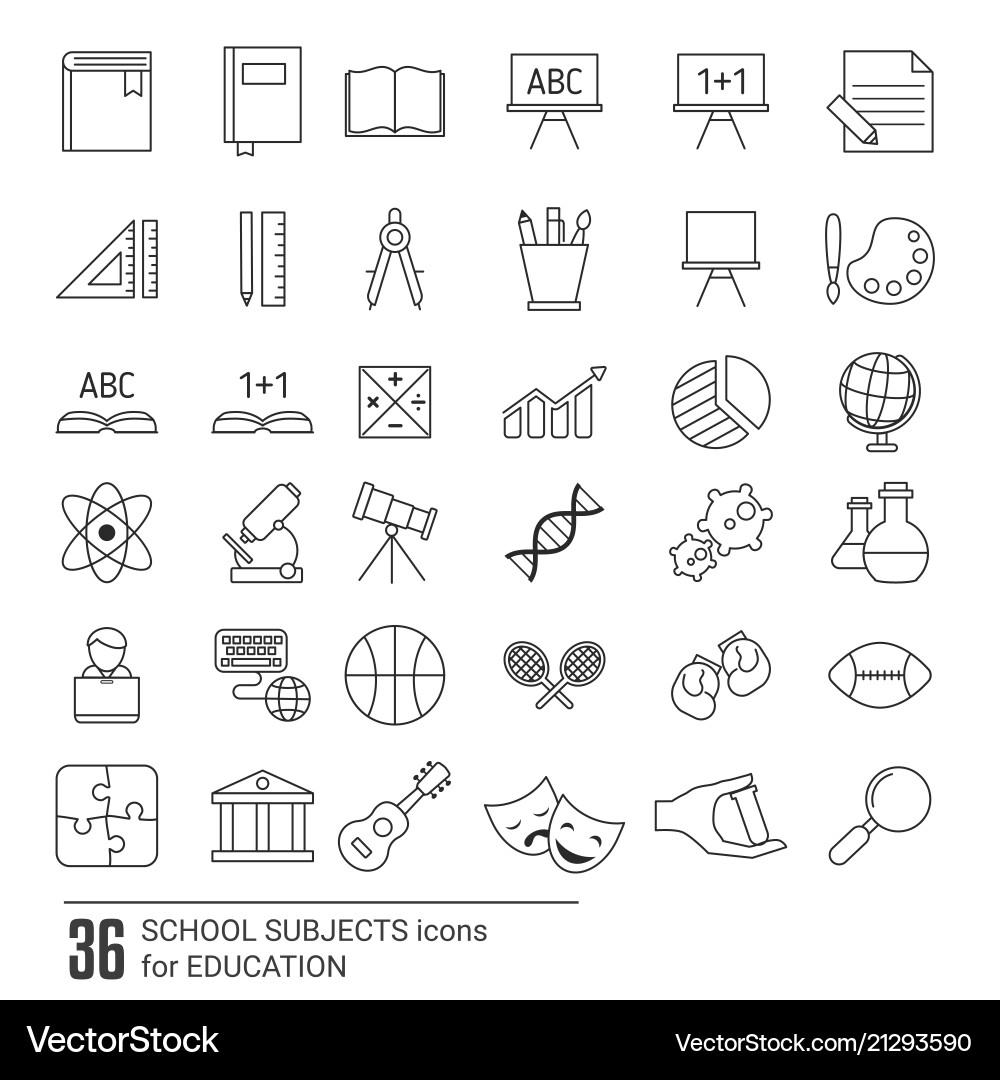 School subjects icon set Royalty Free Vector Image