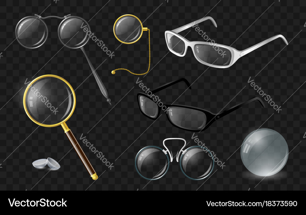 Set of optics - modern realistic isolated Vector Image