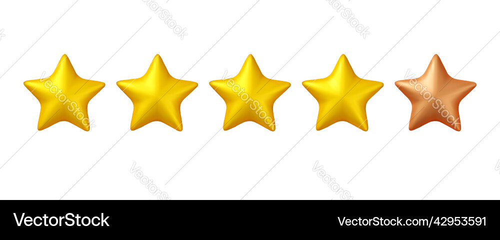 3D Golden Star Review Icon Royalty Free Vector Image