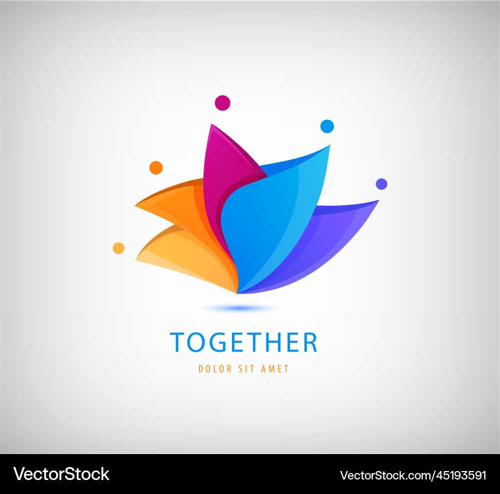 5 person logo teamwork love support Royalty Free Vector