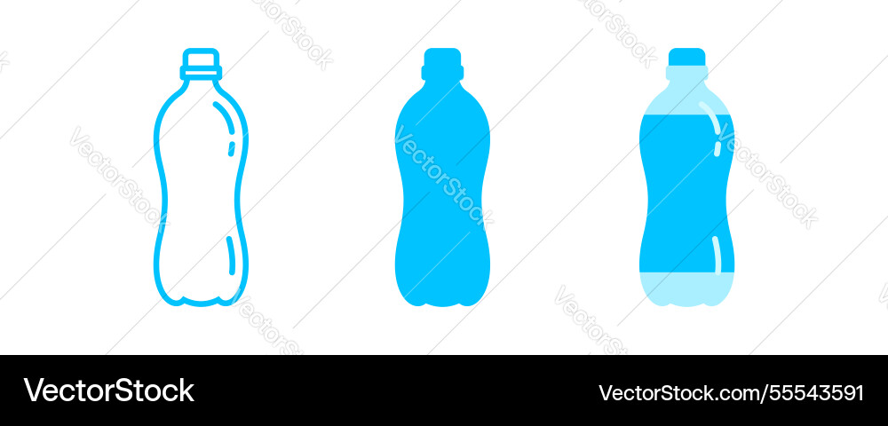Bottle plastic water icon set Royalty Free Vector Image