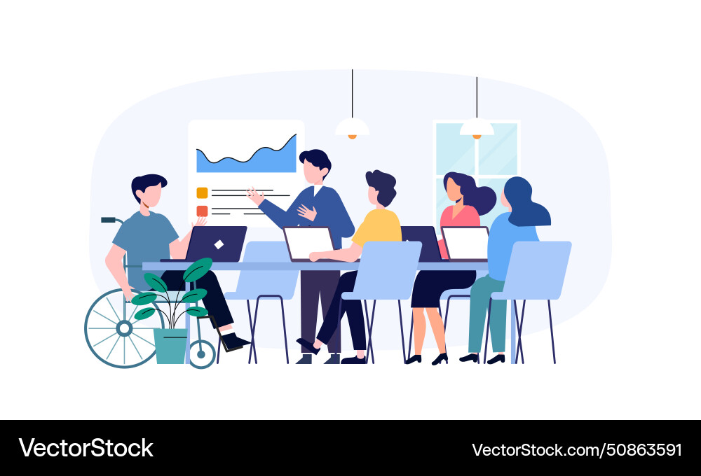 Business inclusive meeting with diversity concept Vector Image