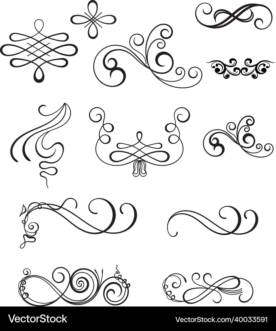 Curly - royal calligraphy elements Royalty Free Vector Image