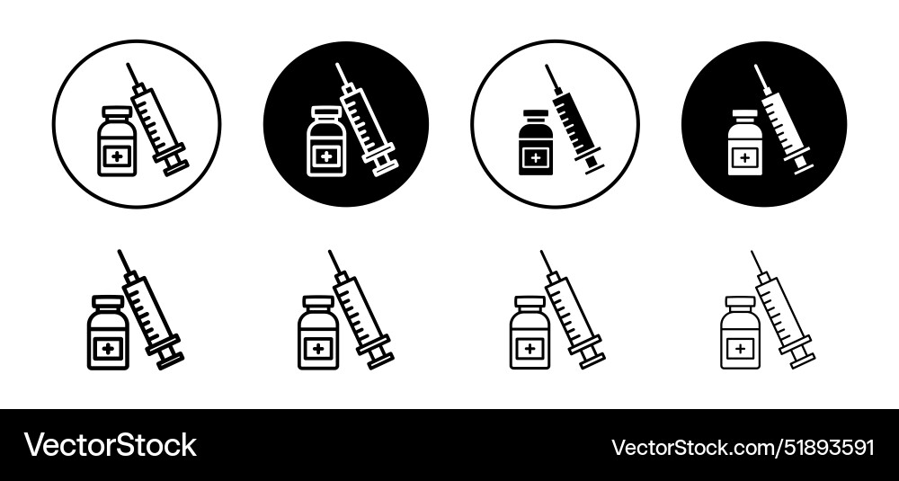 Insulin icon set collection outline flat Vector Image
