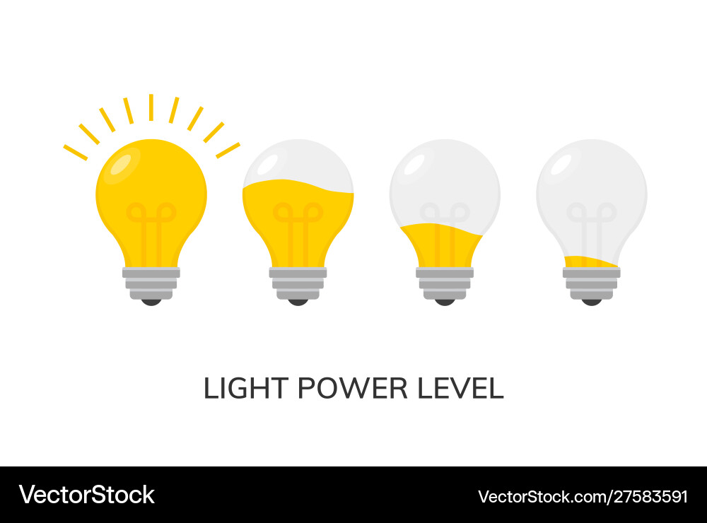 Light bulb power level icon isolated Royalty Free Vector