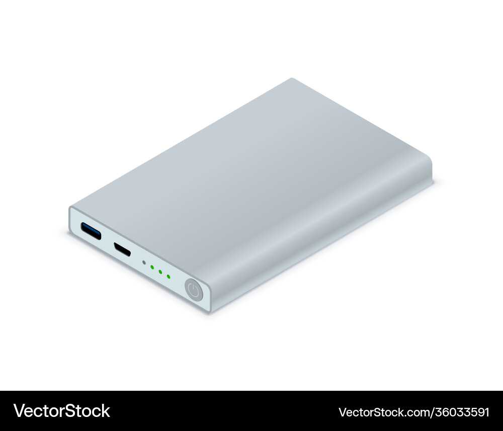 Powerbank isometric usb cable battery charge cell Vector Image