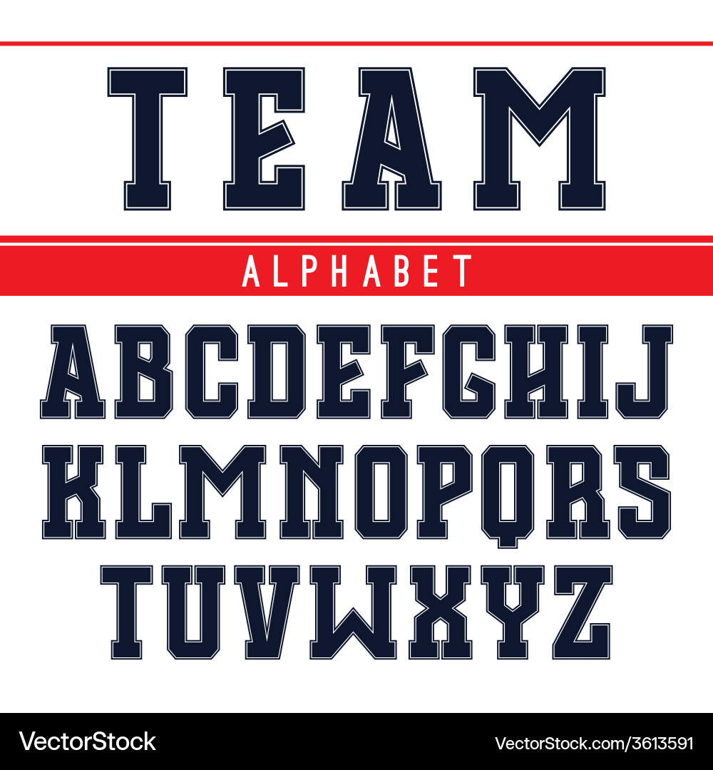 Rectangular serif font in the style of college Vector Image