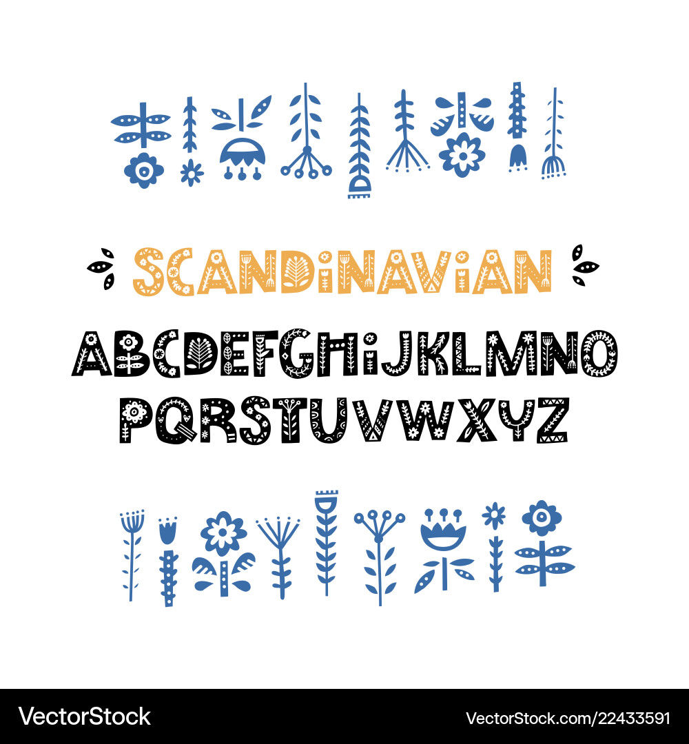 Scandinavian font Royalty Free Vector Image - VectorStock