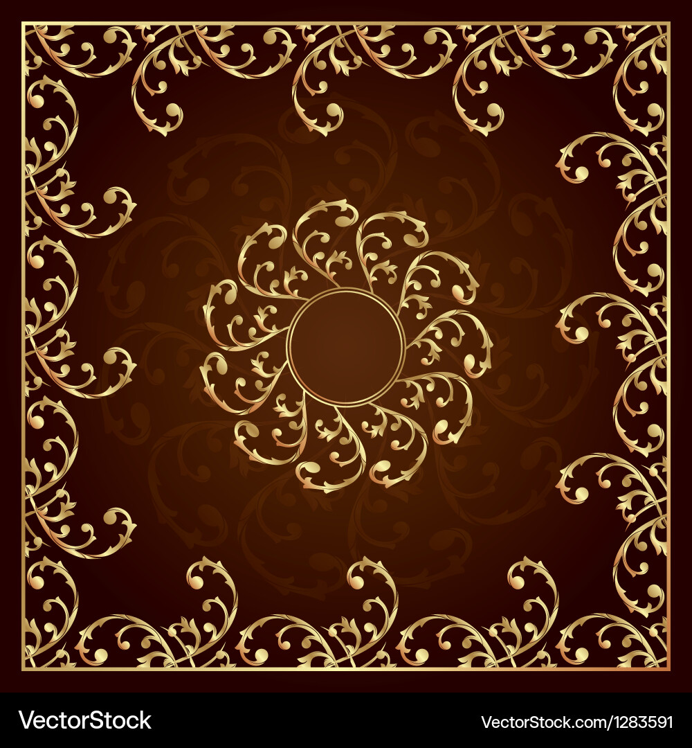 Vintage Floral Gold Frame Royalty Free Vector Image
