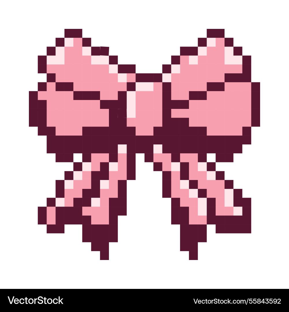 8-bit pink ribbon bow isolated on background Vector Image