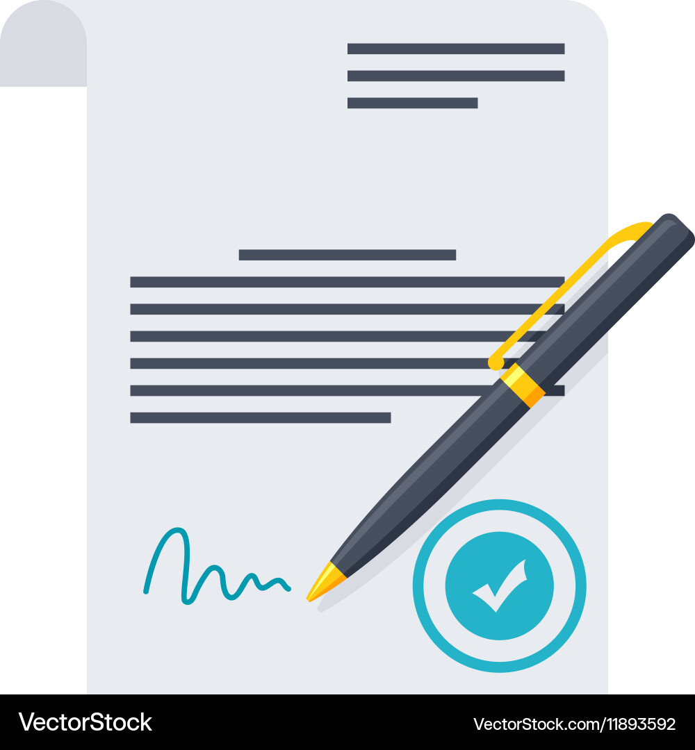 Agreement with stamp and signature Royalty Free Vector Image