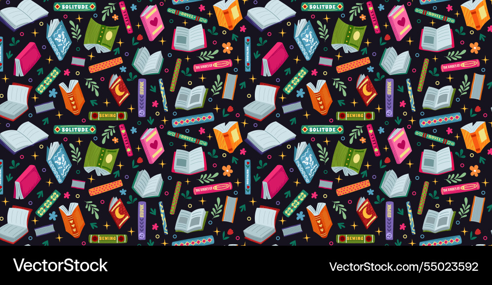 Books background cartoon education seamless Vector Image
