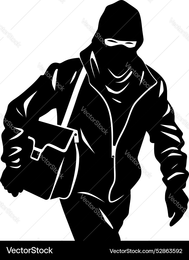 Filched fortune stolen bag emblem logo sneaky Vector Image