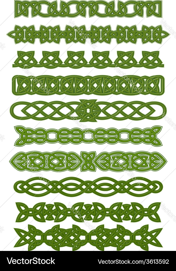 Green celtic knots ornaments Royalty Free Vector Image