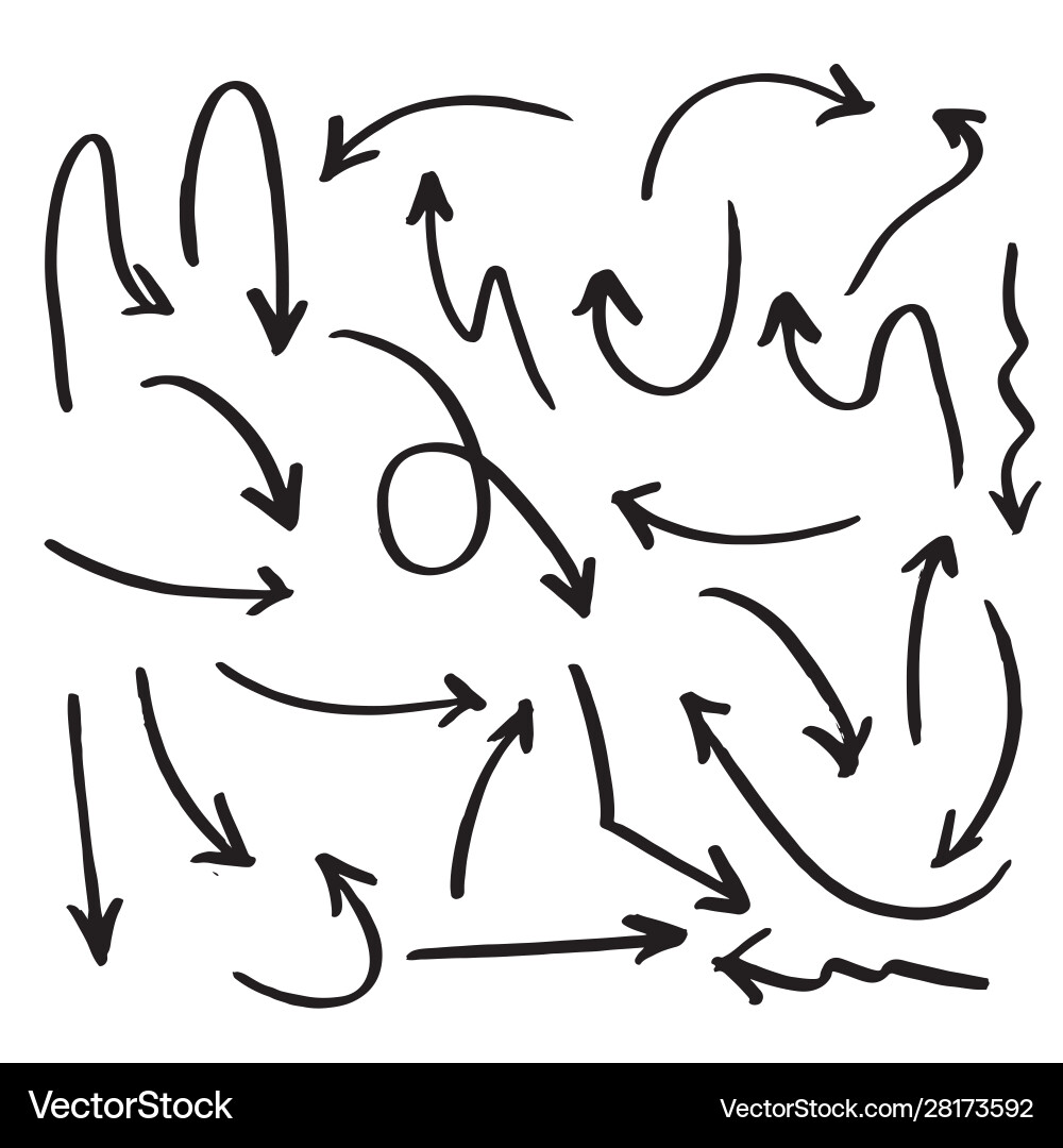 Hand drawn arrows with doodle style isolated Vector Image