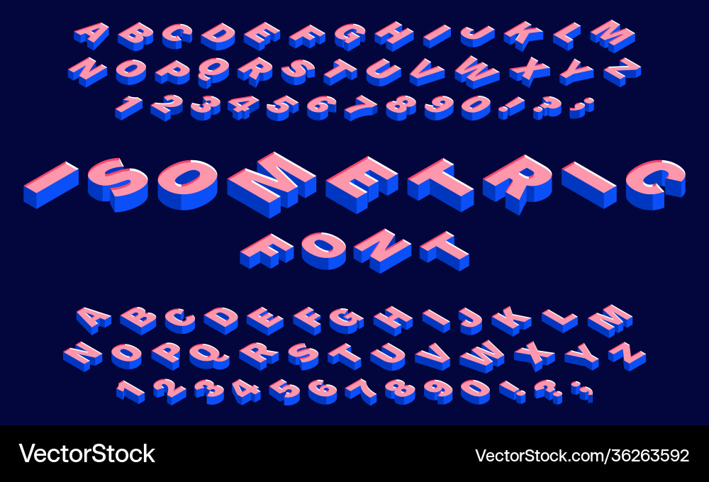 Isometric 3d font typography abc alphabet letters Vector Image