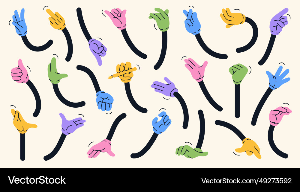Mascot colorful arm collection set Royalty Free Vector Image