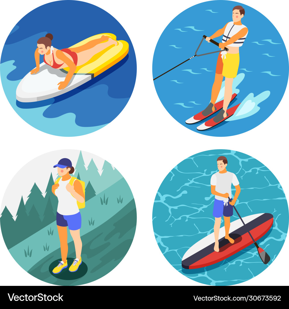 Outdoor activities 2x2 design concept Royalty Free Vector