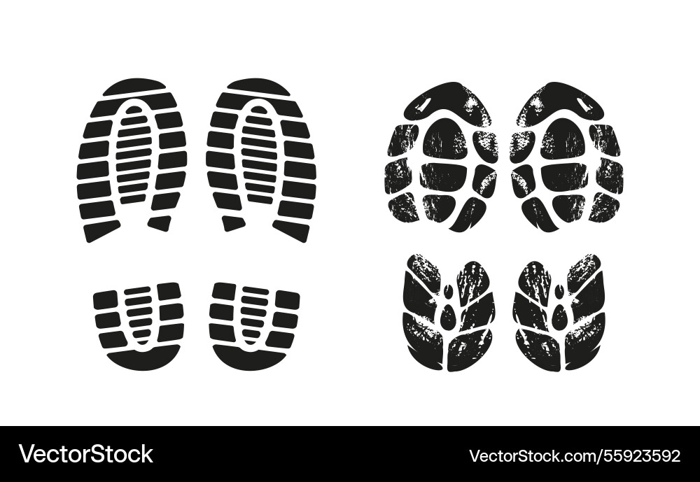 Shoe and boot footprint prints set Royalty Free Vector Image