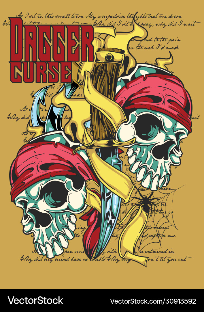 Skull Dagger Curse Pirate Royalty Free Vector Image
