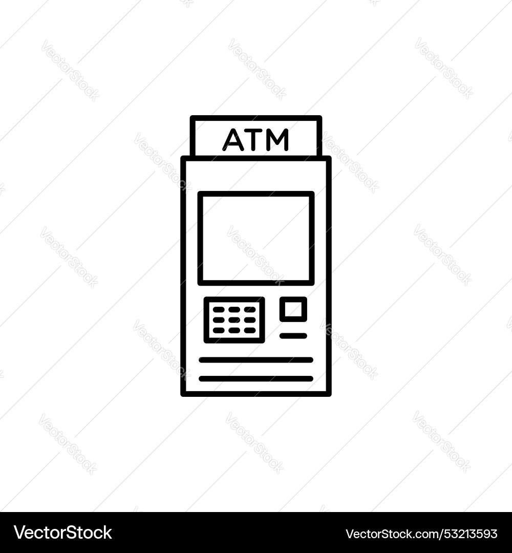 Atm machine line icon isolated on white background