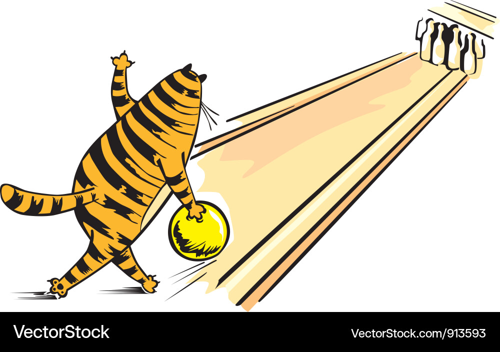 Cat playing bowling Royalty Free Vector Image - VectorStock