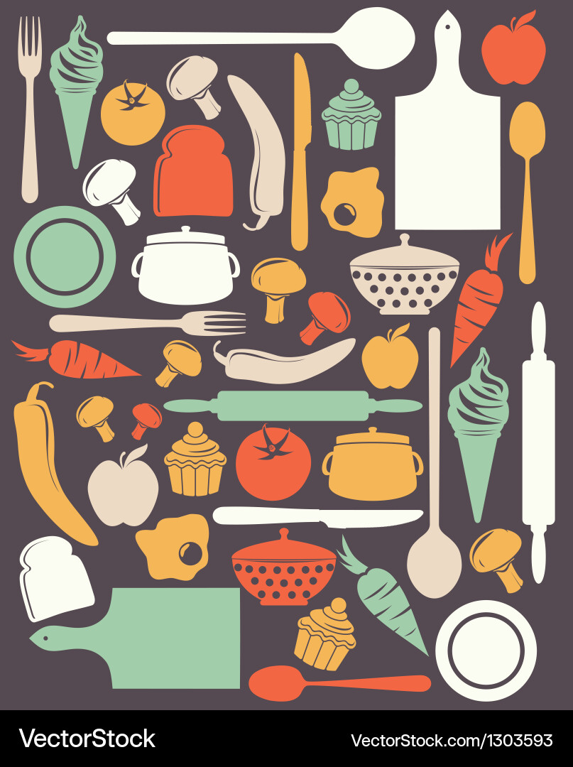 Cheerful Kitchen Icons – Royalty-Free Vector | VectorStock