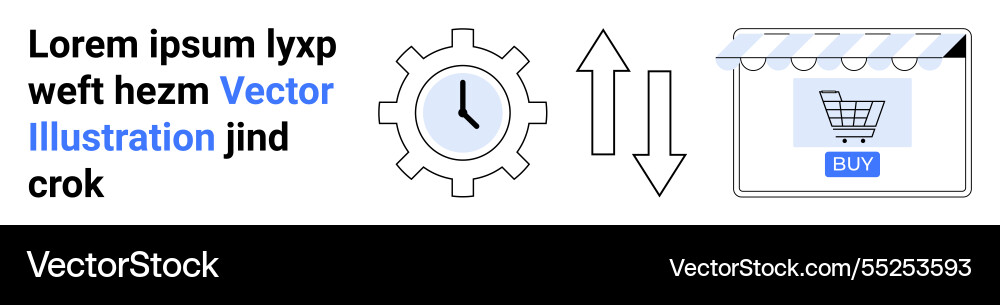 Clock gear with arrows workflow Royalty Free Vector Image