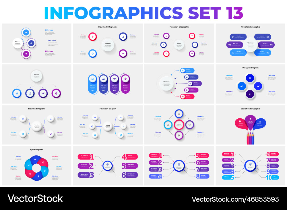 Collection of infographic presentation slides Vector Image