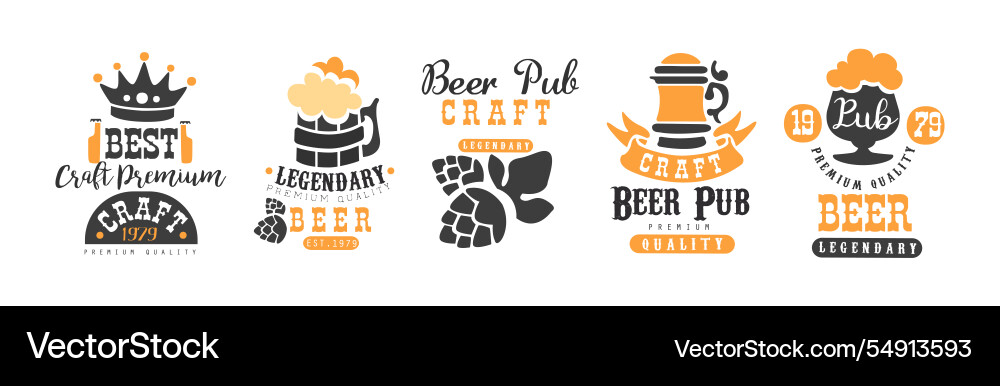 Craft beer logo and label design with alcoholic Vector Image