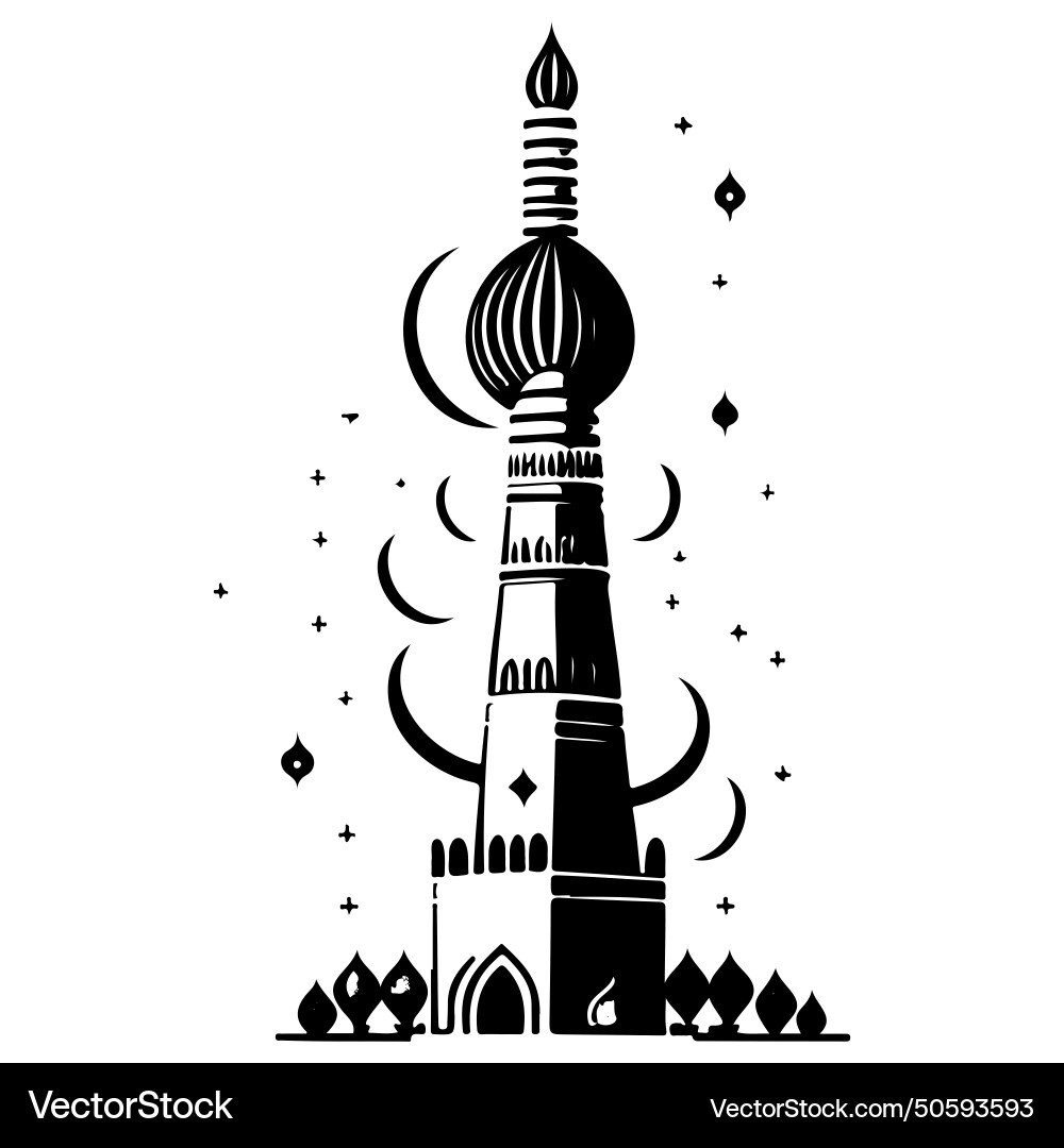 Doodle minaret ramadan sketch draw Royalty Free Vector Image