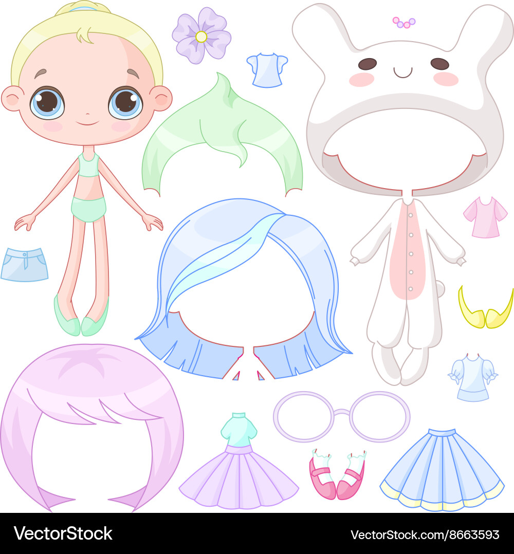 Dress up doll Royalty Free Vector Image - VectorStock
