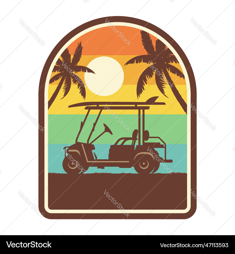 Golf cart sunset Royalty Free Vector Image - VectorStock