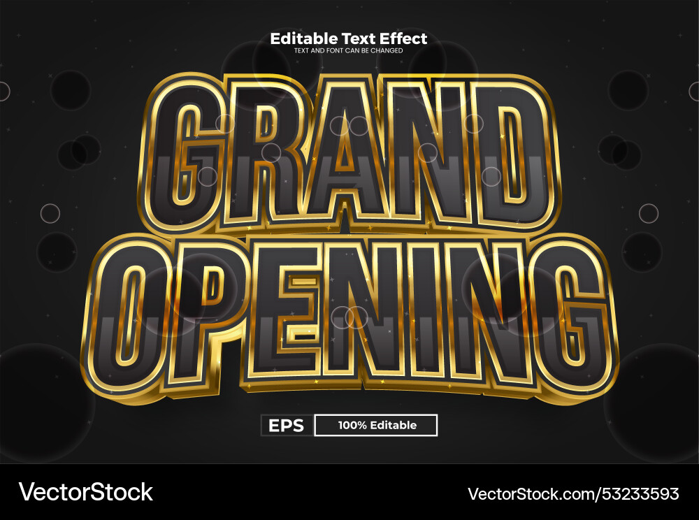 Grand opening editable text effect in modern Vector Image