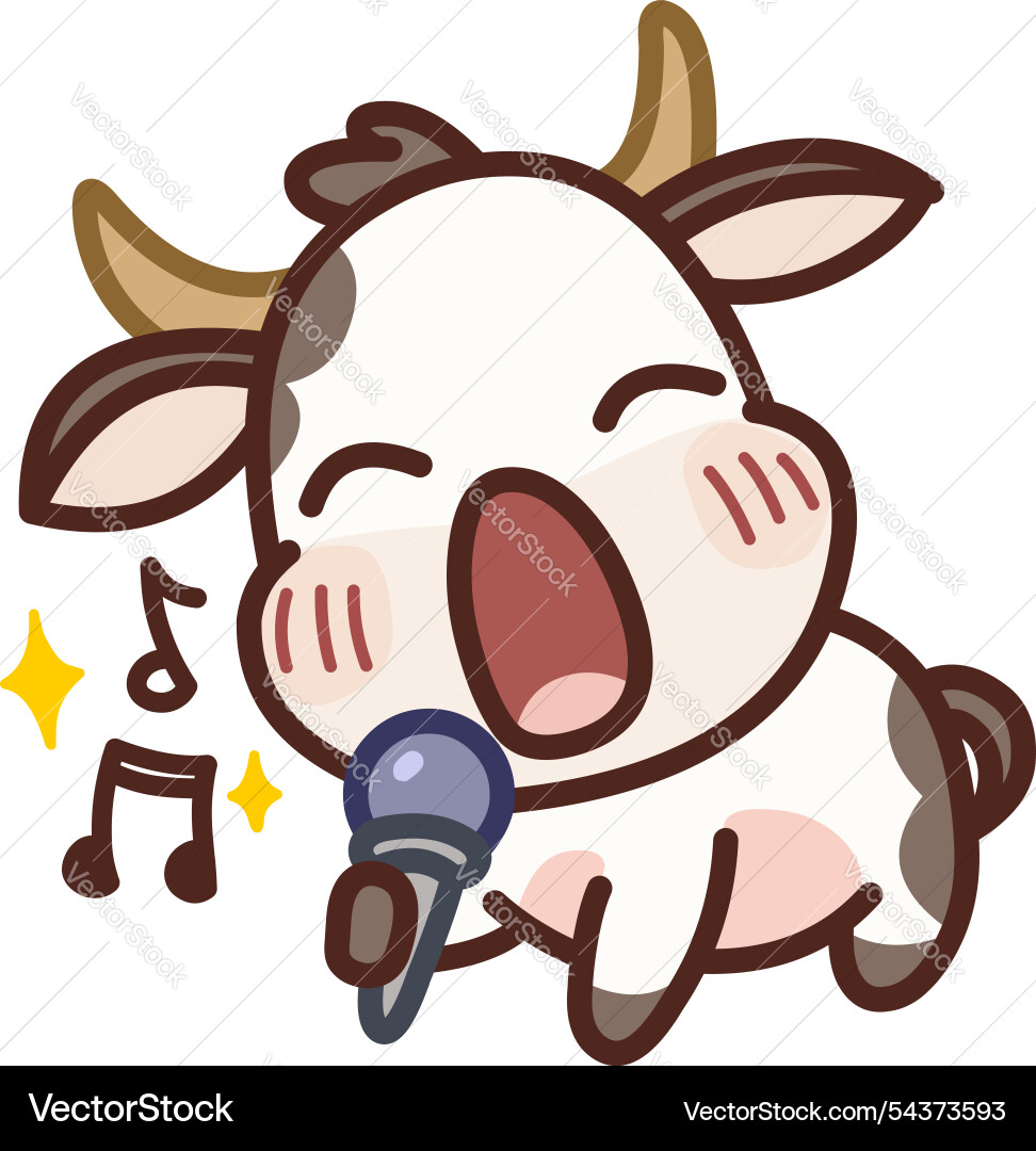 Kawaii cow singing Royalty Free Vector Image - VectorStock