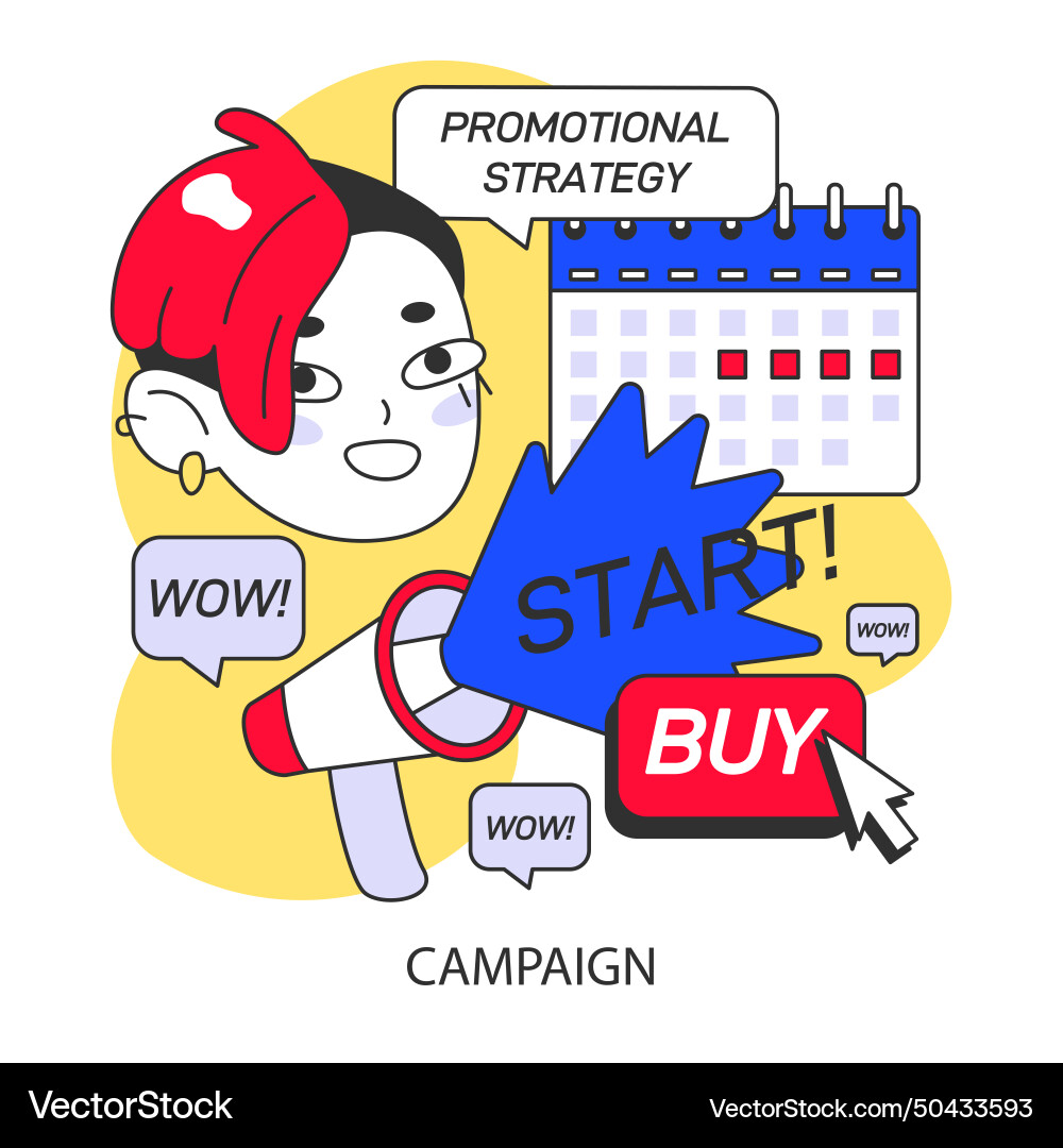 Kickstart campaign concept flat Royalty Free Vector Image