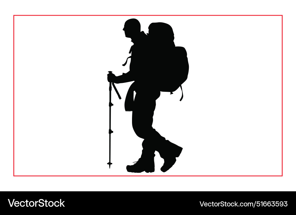 Mountaineer climber hiker people silhouette Vector Image
