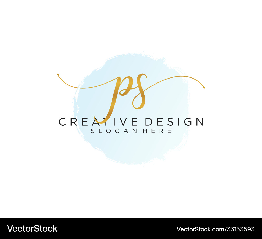 Original ps handschriftliches Logo mit Aquarell Vektorbild
