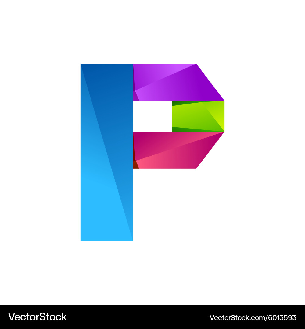 P letter one line colorful logo design template Vector Image