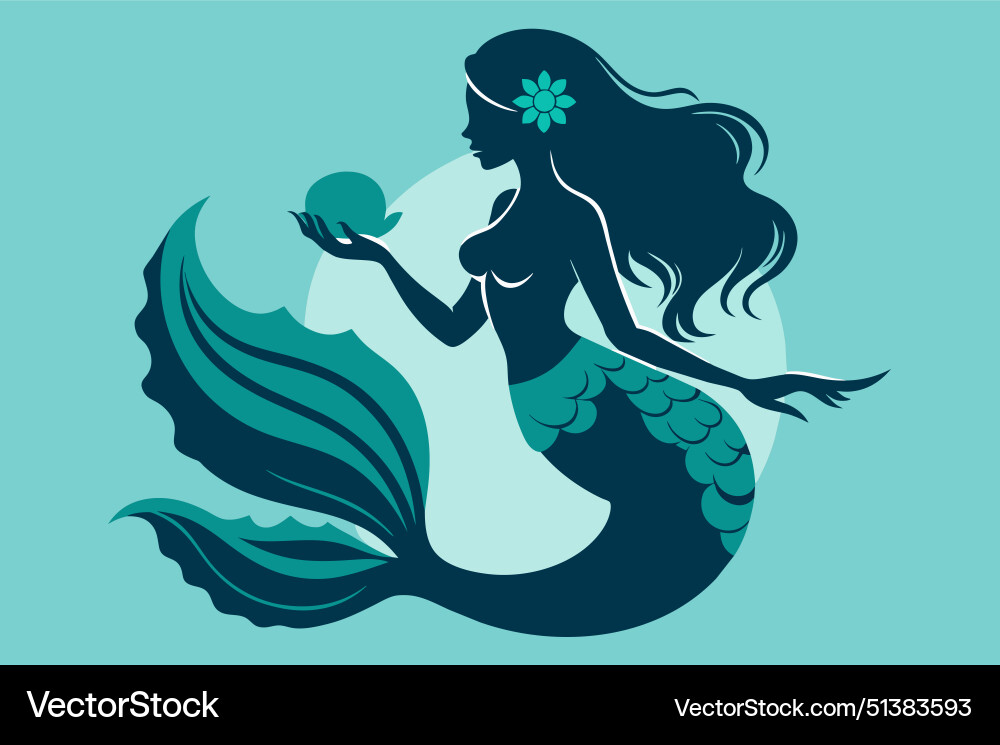 Siren shadows mermaid silhouette illestra Vector Image