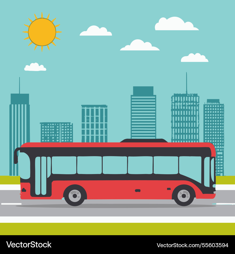 City tour bus cartoon Royalty Free Vector Image