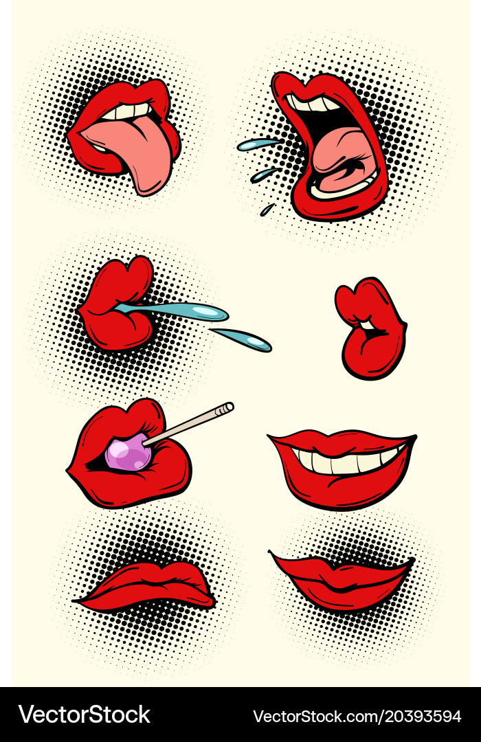 Female lips set Royalty Free Vector Image - VectorStock