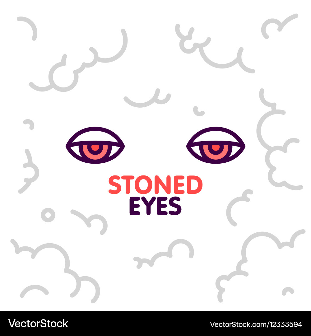 Marijuana stoned eyes on smoke clouds background Vector Image
