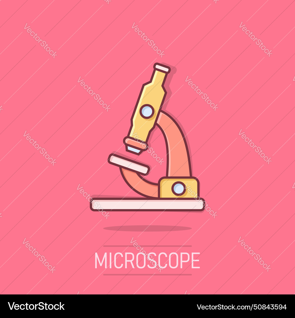 Microscope icon in comic style laboratory Vector Image