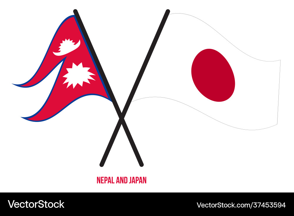 Nepal and japan flags crossed waving flat Vector Image